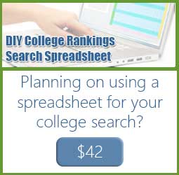 Advertisement for a DIY College Rankings Search Spreadsheet. The ad ...